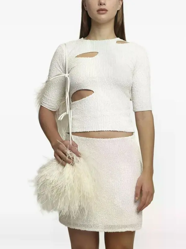 GLORIA COELHO Sequin Embellished Cut-out Top