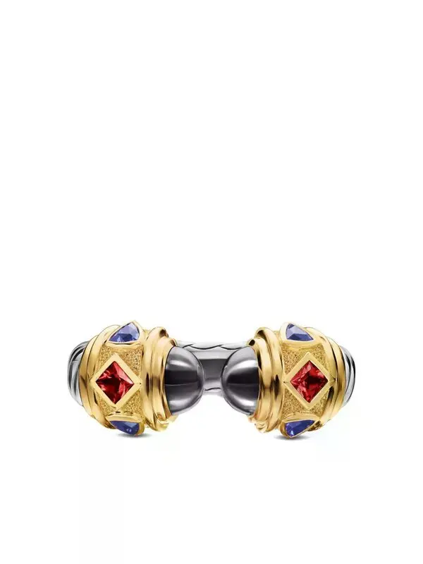 David Yurman 14k Yellow Gold And Sterling Renaissance Multi-stone Ring