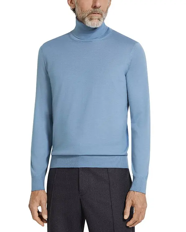 Zegna Cashseta Turtleneck - Light Blue Mélange