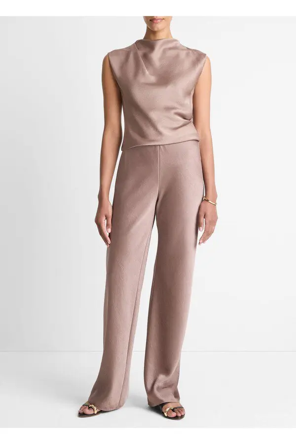 Vince Fluid Satin Bias Pant - Natural