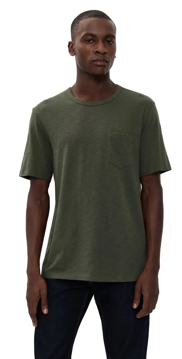 Faherty Brand Sunwashed Pocket Tee - Fall Evergreen