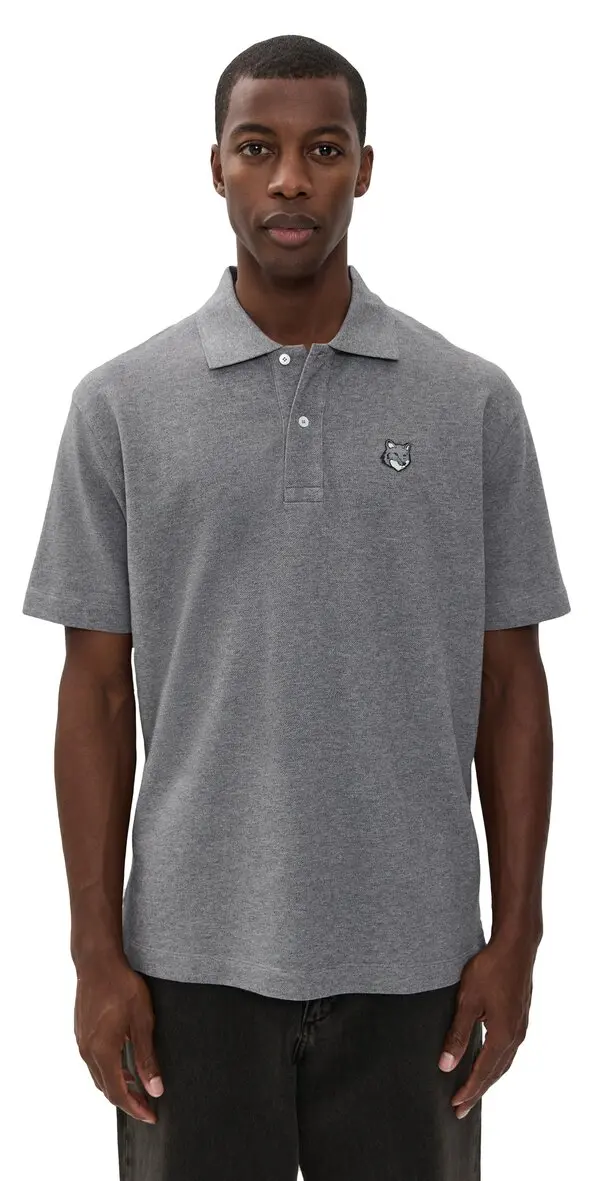 Maison Kitsuné Grey Fox Head Patch Comfort Polo - Medium Grey Melange