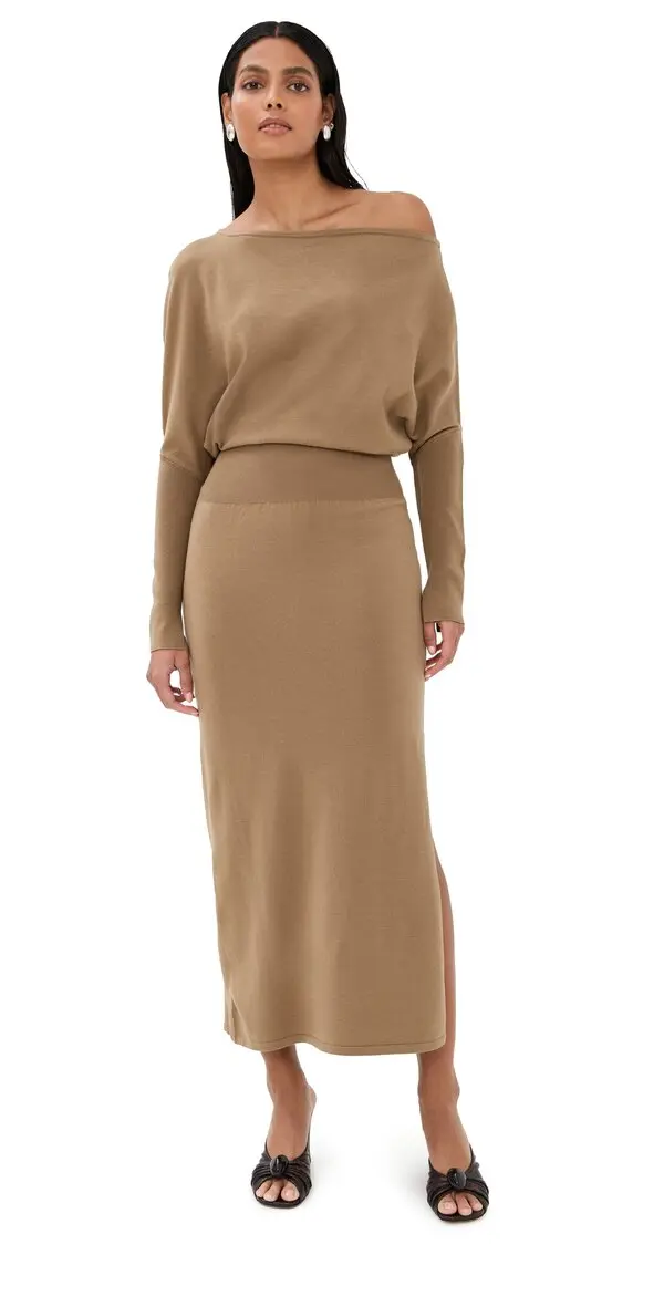 Simkhai Janese Off-shoulder Midi Dress - Camel