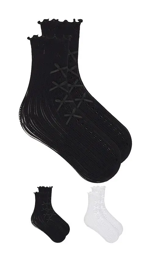 STEMS Lolita Lace Bow Crew Socks Pack Of 2