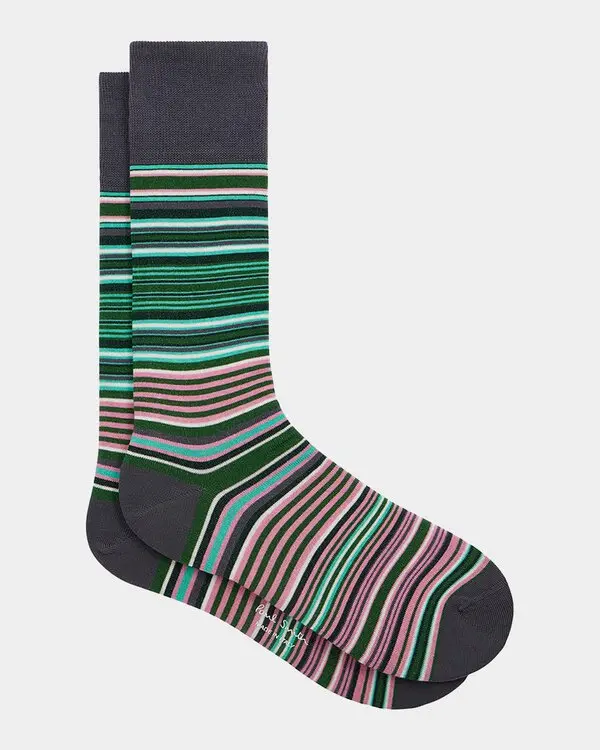 Paul Smith Kahn Signature Stripe Crew Socks - Slate