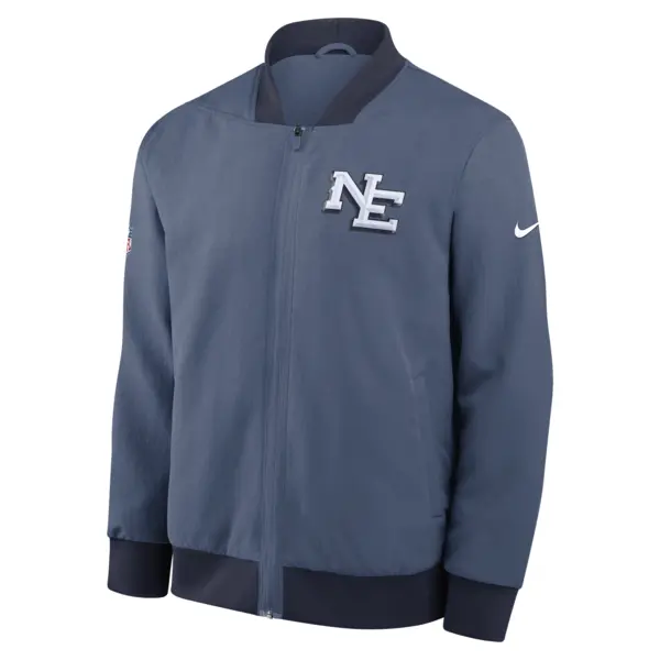 Nike New England Patriots Rivalries Collection Sideline Nfl Full-zip Bomber Jacket - Blue