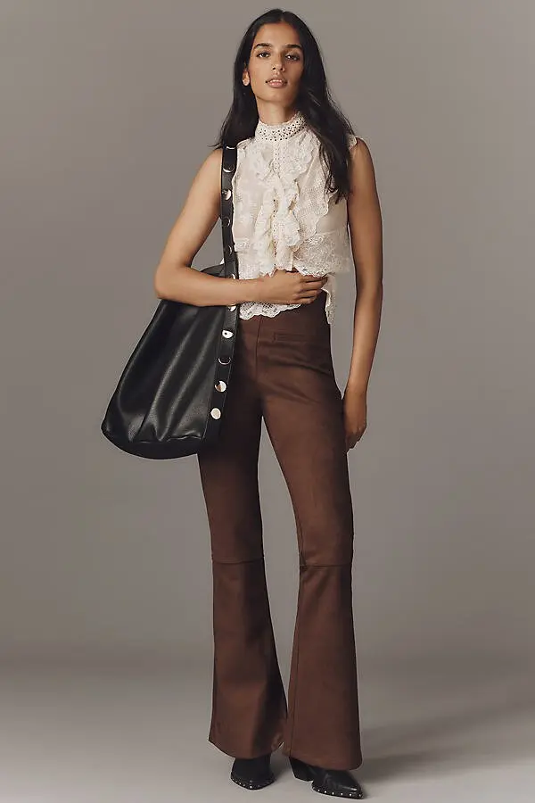 Anthropologie Faux-suede Flare Pants