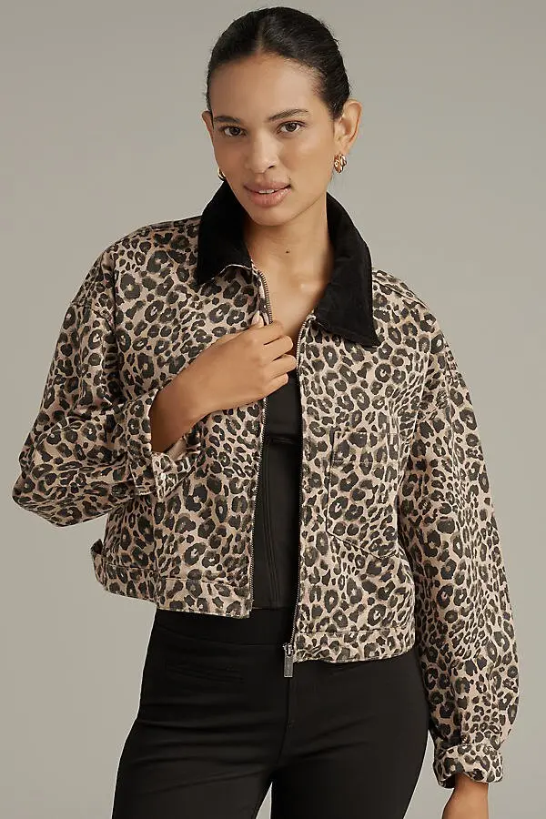 Sanctuary Leopard Crop Barn Jacket - Neutral Pattern