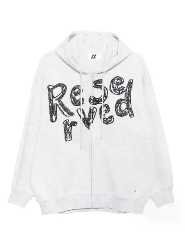 Izzue Embroidered Zip-up Hoodie - Grey
