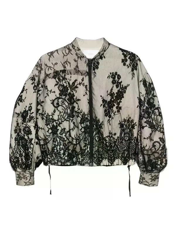 QUETSCHE Lace Bomber Jacket - Black
