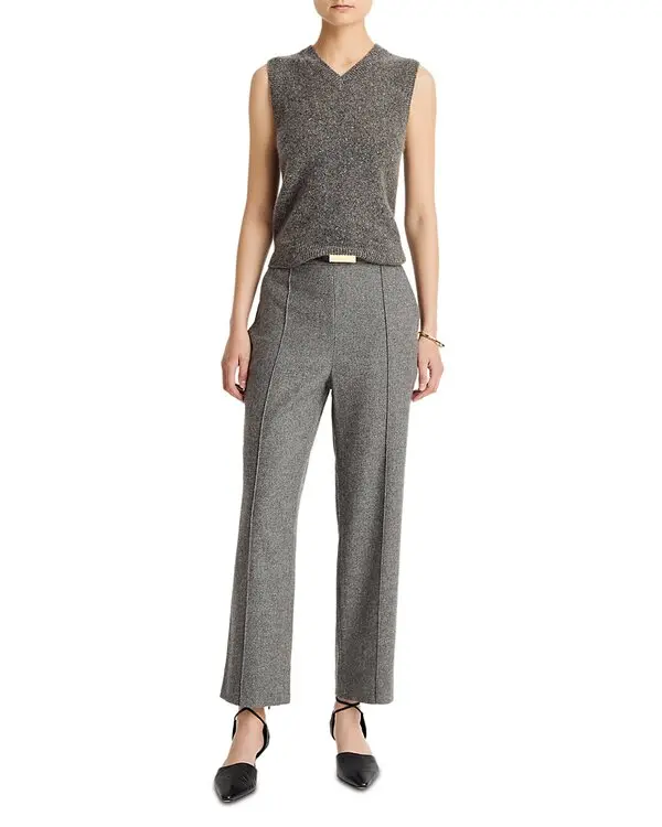Vince Straight Cropped Trousers - Medium Heather Grey