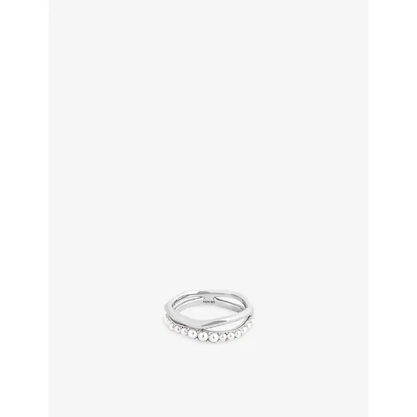 ASTRID & MIYU Molten Illusion Rhodium Plated Sterling-silver And Pearl Ring - 18ctgoldplatedsilver