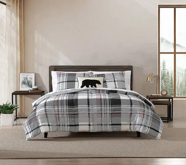 Eddie Bauer Normandy Plaid Red King Comforter S Et