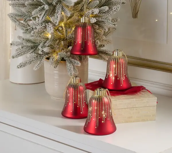 VALERIE PARR HILL As Is Set-4 Illum Starry Night Bell Orn Valerie