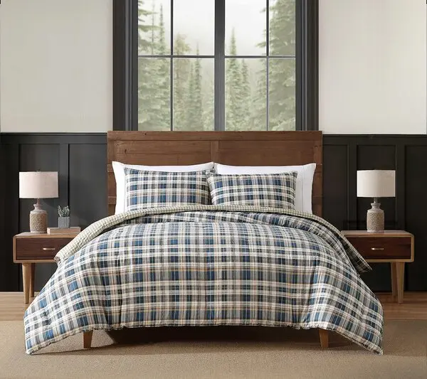 Eddie Bauer Port Gamble Blue Cotton Full/queen Comforter Set