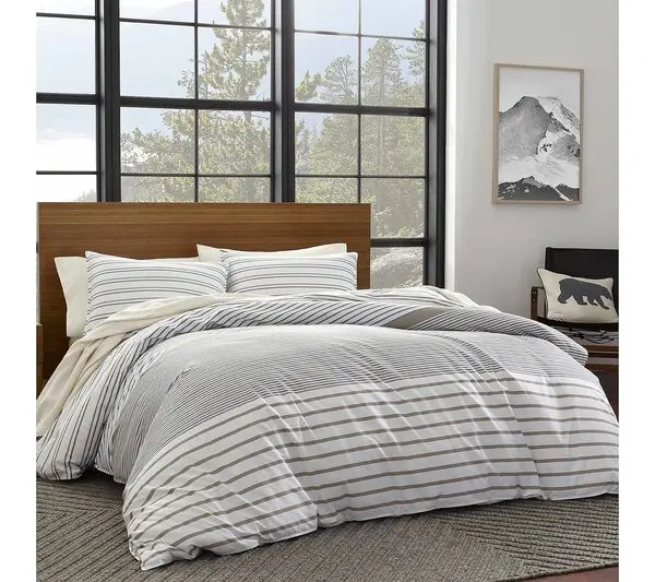 Eddie Bauer Cooper Stripe Grey King Duvet Cover Set