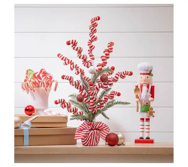EVERGREEN 22' Candy Cane Artificial Potted Tree