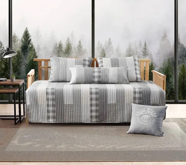 Eddie Bauer Fairview Grey Cotton 39x75 Daybed Q Uilt Set