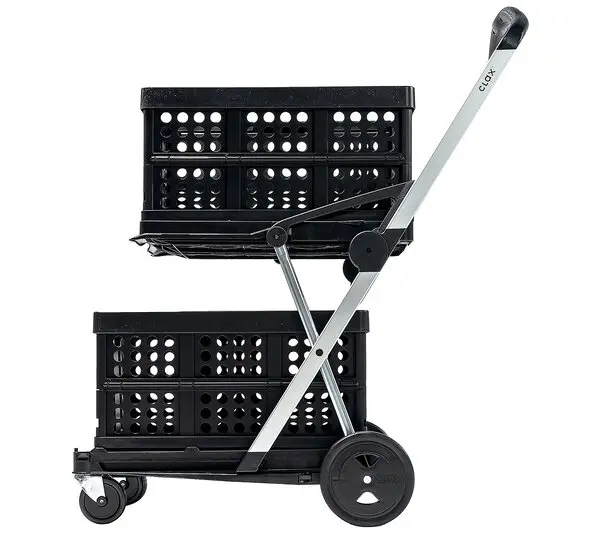 CLAX Multi-use Collapsible Shopping Cart With Folding Basket