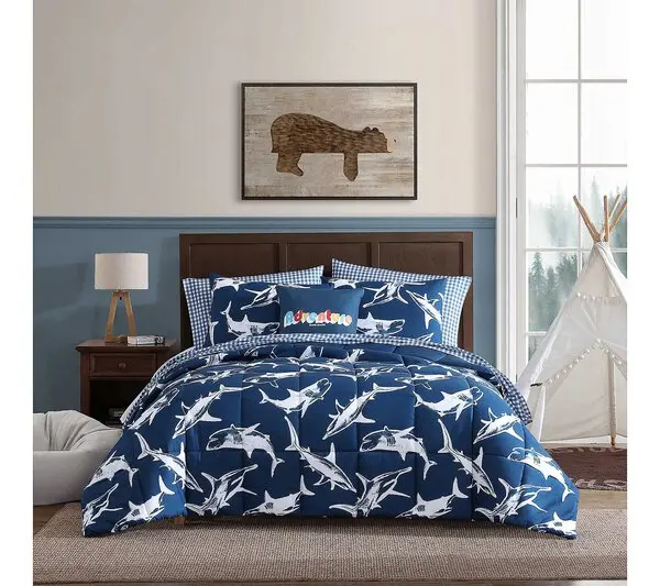 Eddie Bauer Vinny And Shark Friends Twin Comfor Ter Set