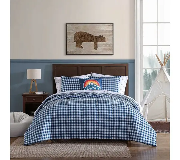 Eddie Bauer Preston Check Blue Full/queen Comfo Rter Set