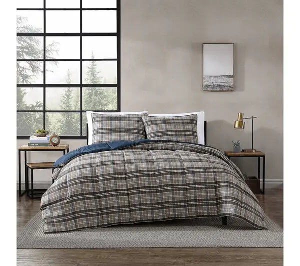 Eddie Bauer Rugged Plaid Beige Twin Comforter S Et