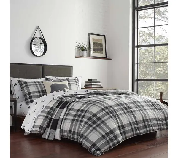 Eddie Bauer Coal Creek Plaid Cotton King Comfor Ter Set