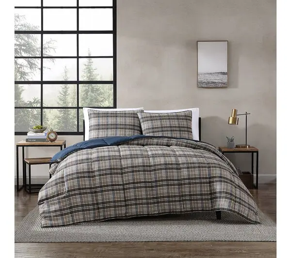 Eddie Bauer Rugged Plaid Beige King Comforter S Et