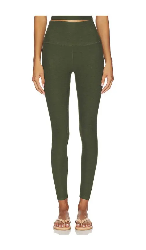 Beyond Yoga Spacedye Caught In The Midi High Waisted Legging In Dark Green - Army Green Heather