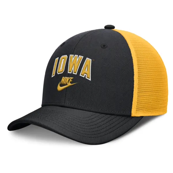 Nike Iowa Legacy Arch Rise Dri-fit College Trucker Adjustable Hat - Black