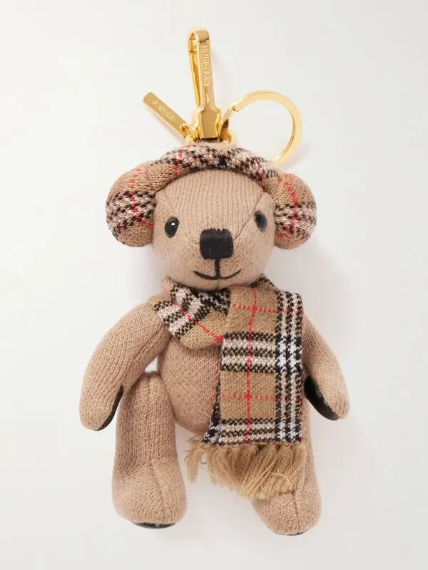 Burberry Checked Wool And Cashmere-blend And Gold-tone Bag Charm - Neutrals