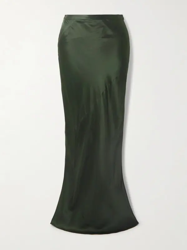 TWP Paneled Satin Maxi Skirt - Green