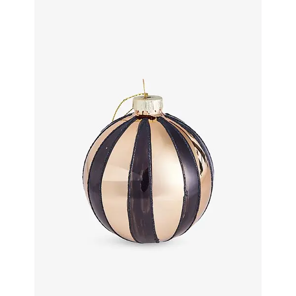 SELFRIDGES EDIT Striped Mirror Glass Christmas Bauble