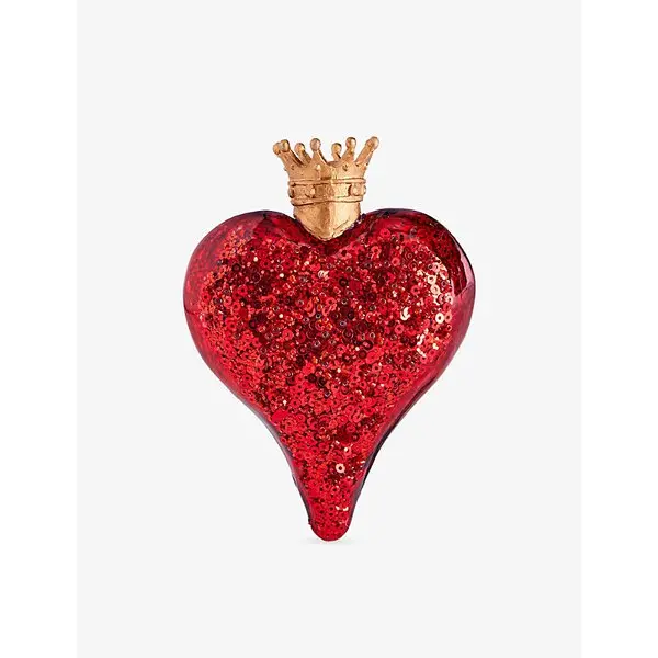 SELFRIDGES EDIT Heart With Crown Sequinned Glass Christmas Decoration