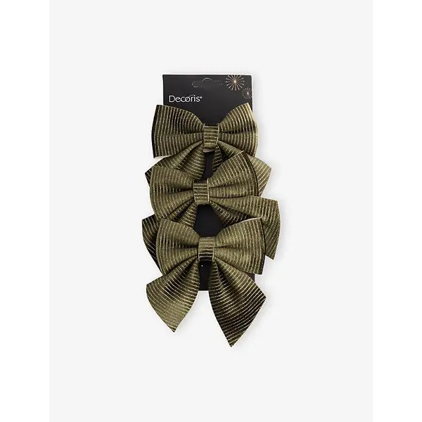SELFRIDGES EDIT Bow Set Of 3 Woven Christmas Decorations