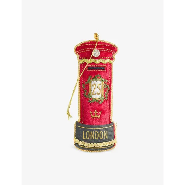 SELFRIDGES EDIT Post Box Embroidered Hanging Christmas Fabric Decoration