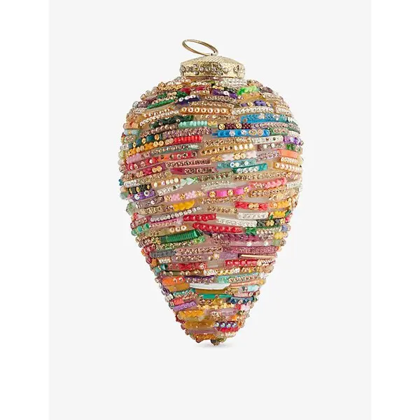 SELFRIDGES EDIT Pine Cone Embellished Glass Christmas Hanging Ornament