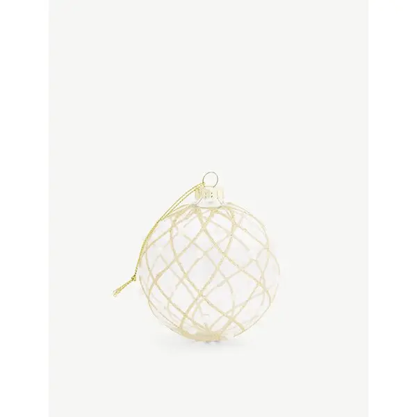 SELFRIDGES EDIT Glitter Lattice Beaded Christmas Bauble 8cm