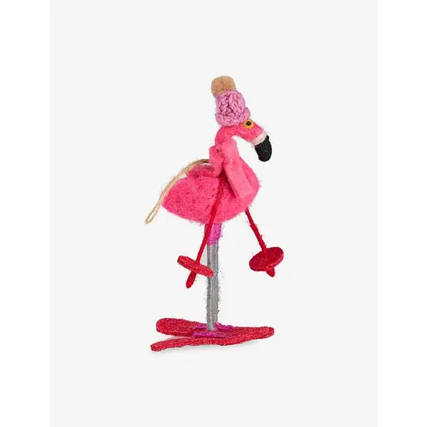 SELFRIDGES EDIT Skiing Flamingo Bird Wool Christmas Decoration
