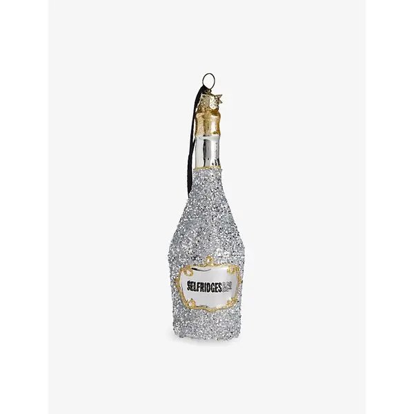 SELFRIDGES EDIT Champagne Glitter Bottle Hanging Ornament