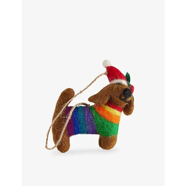 SELFRIDGES EDIT Festive Rainbow Dog Wool Christmas Decoration