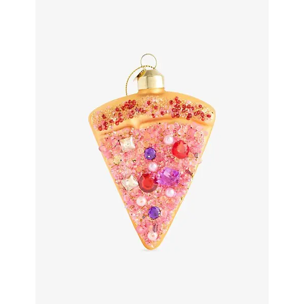 SELFRIDGES EDIT Pizza With Faux-gems Glass Hanging Christmas Decoration