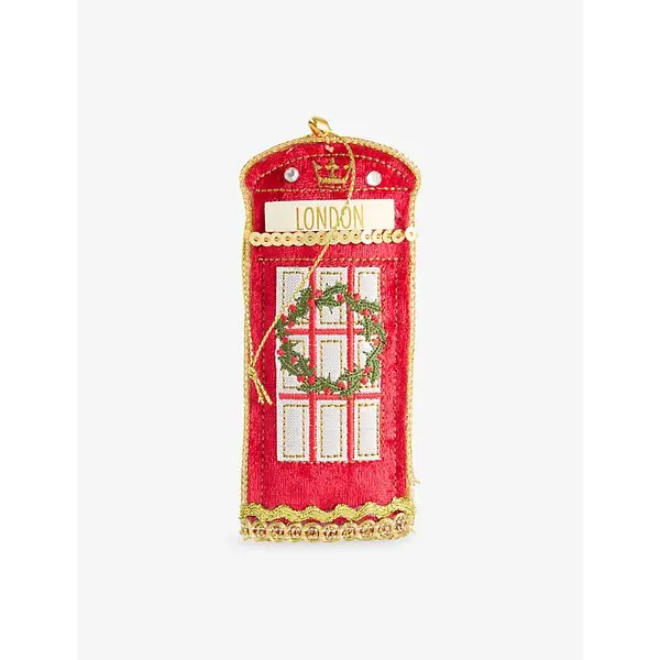 SELFRIDGES EDIT Phone Box Embroidered Hanging Christmas Fabric Decoration