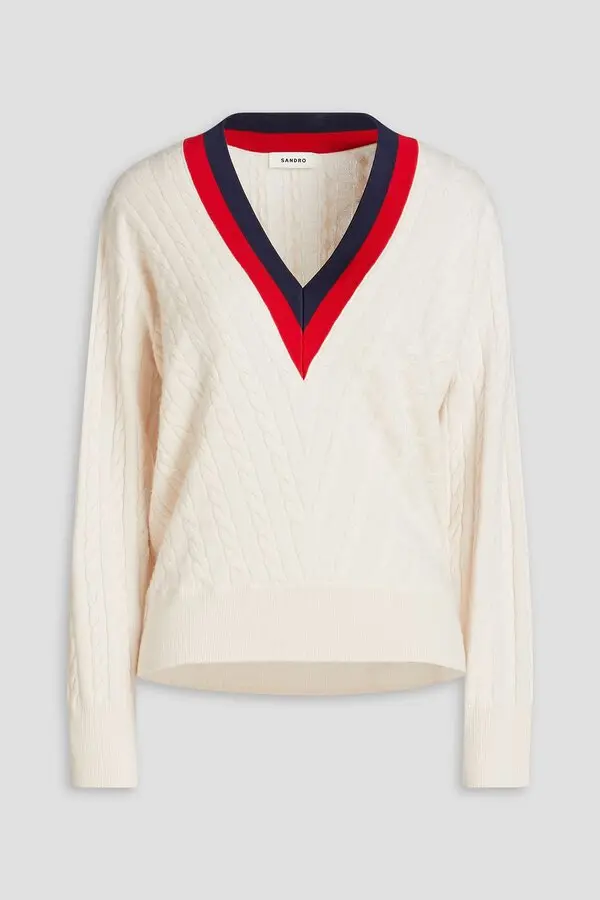 Sandro Striped Cable-knit Sweater