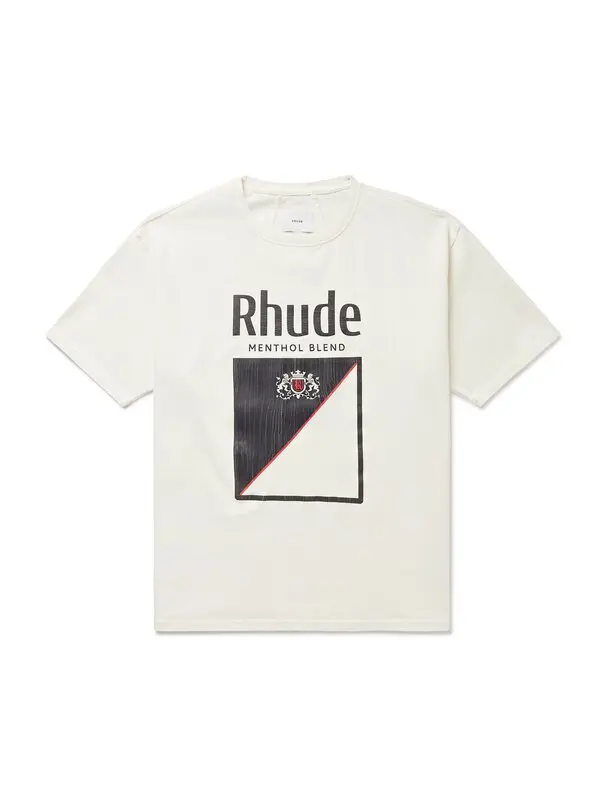 Rhude Logo-print Cotton-jersey T-shirt - White
