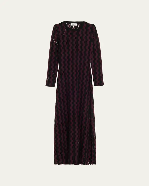 ZANKOV Natalie Two-tone Open-knit Maxi Dress