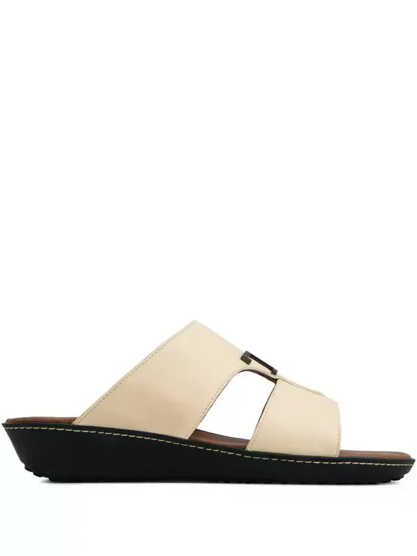 TOD'S Leather T-bar Wedge Sandals - Neutrals