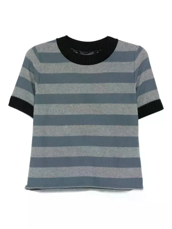 HANNES ROETHER Striped Short-sleeve Knit Top