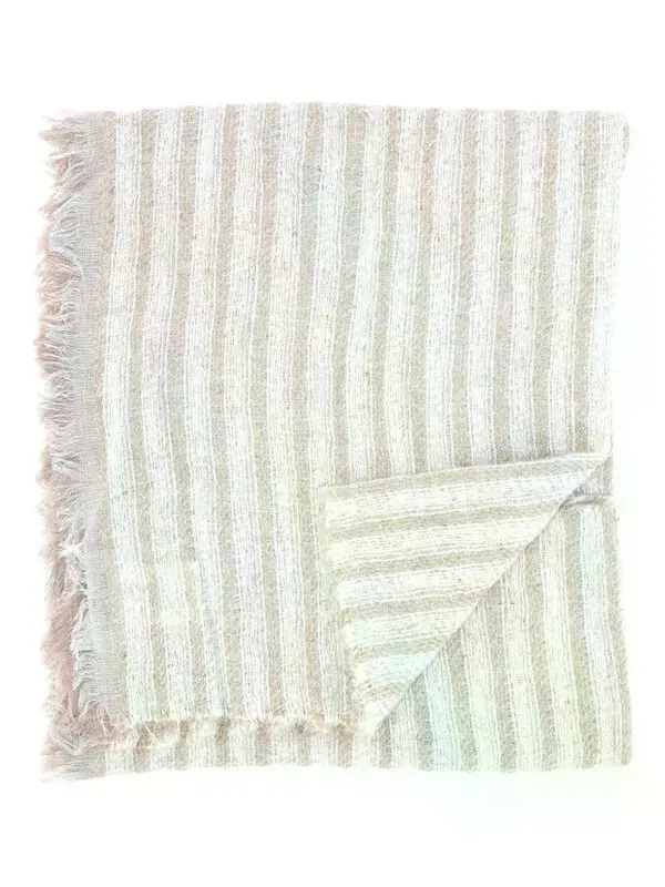 GRAN SASSO Striped Fringed Scarf