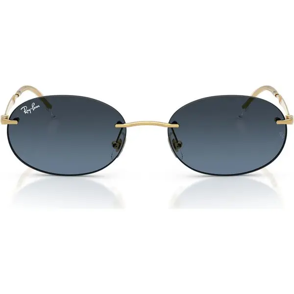 Ray-ban 54mm Gradient Rimless Oval Sunglasses - Arista /blue Gradient Grey